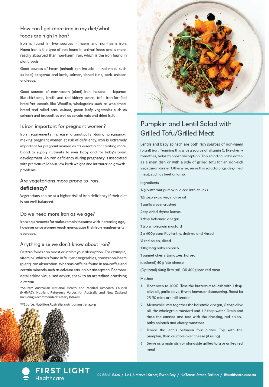 DIETARY IRON REQUIREMENTS • First Light Healthcare